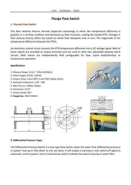 Flange type Flow Switches