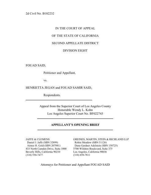 Said V Jegan Appellant s Opening Brief Greines Martin Stein said-v-jegan-appellant-s-opening-brief-greines-martin-stein