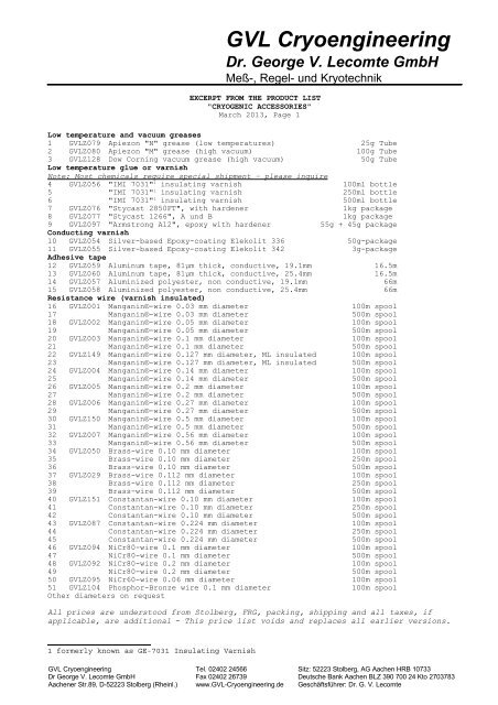 Click here fore a more detailed, non-exhaustive list in pdf-format