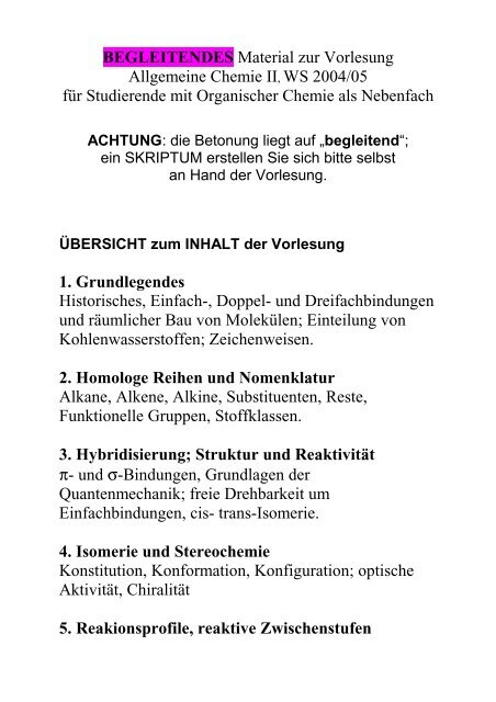 Ethan und Konformationsanalyse - Institut für Organische Chemie Ethan und Konformationsanalyse - Institut für Organische Chemie