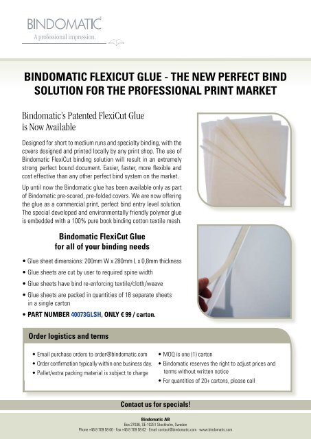BINDOMATIC FLEXICUT GLUE - THE NEW PERFECT BIND ...