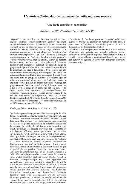 L'auto-insufflation dans le traitement de l'otite moyenne ... - Collin