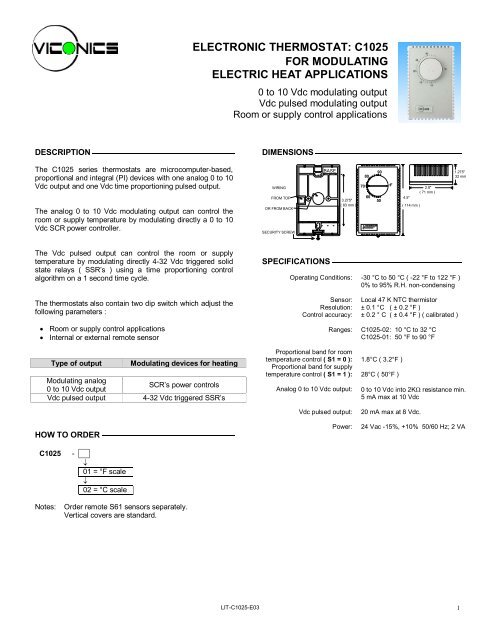 ELECTRONIC THERMOSTAT: C1025 FOR ... - CaptiveAire