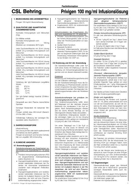 Fachinformation Privigen - CSL Behring