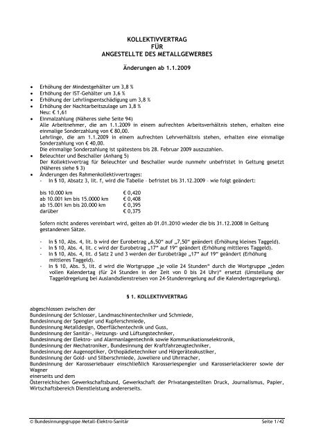 kollektivvertrag für angestellte des metallgewerbes - Bundesinnung ... kollektivvertrag für angestellte des metallgewerbes - Bundesinnung ...