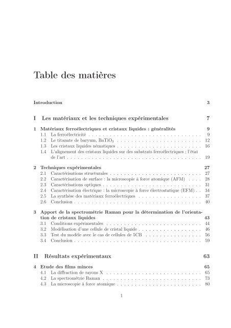 Table des matières - Laboratoire de physico-chimie des interfaces et ...