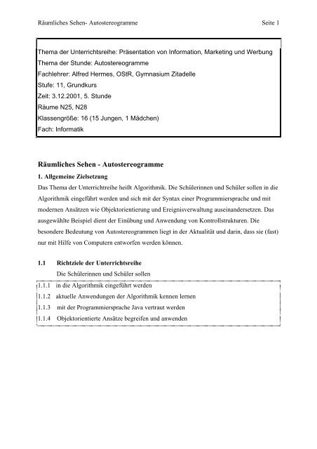 Räumliches Sehen - Autostereogramme - Lo-net2