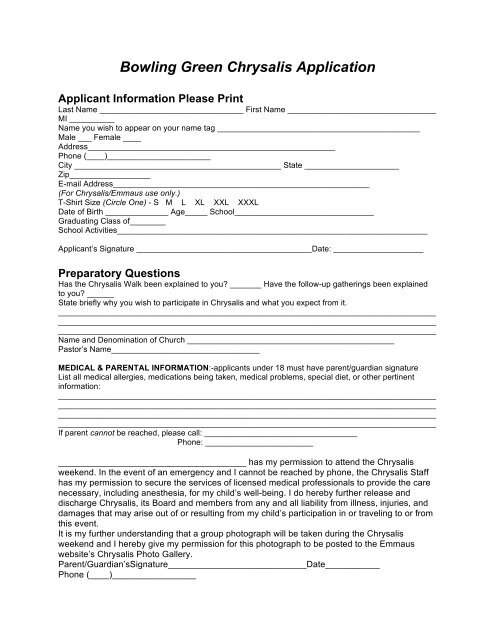 Bowling Green Chrysalis Application - New Beginnings Emmaus ...