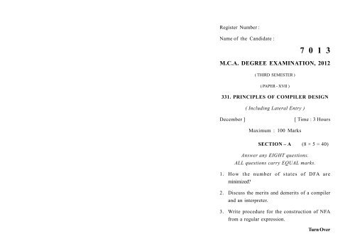 principles of compiler design - Annamalai University