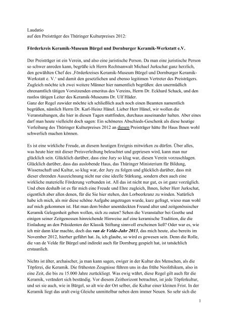 Laudatio als PDF-Datei - Das Keramik-Museum Bürgel