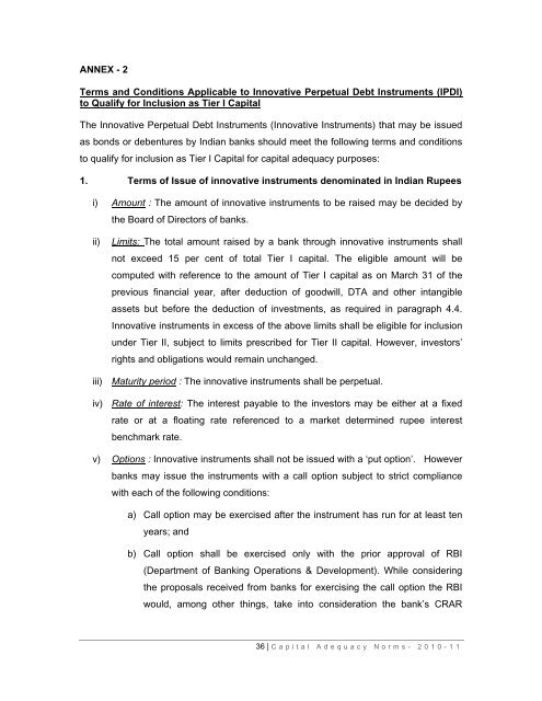 Innovative Perpetual Debt Instruments - Reserve Bank of India