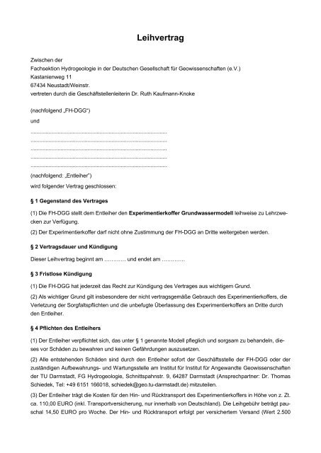 Leihvertrag - FH-DGG