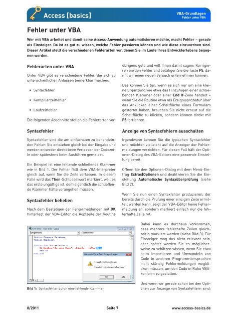 Access [basics] Fehler unter VBA