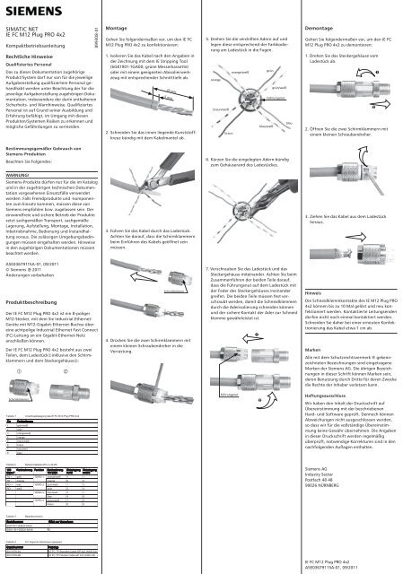SIMATIC NET IE FC M12 Plug PRO 4x2 - Siemens