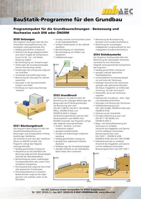 BauStatik-Programme für den Grundbau - mb AEC Software GmbH BauStatik-Programme für den Grundbau - mb AEC Software GmbH