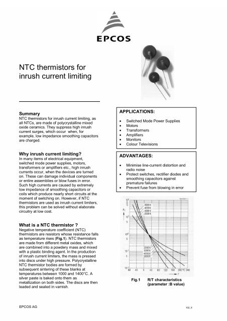 NTC thermistors for inrush current limiting - SOS electronic