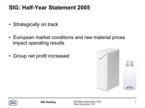 SIG Pack TRANSVER AG Technologieanalyse
