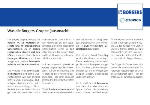 Was die Borgers-Gruppe (aus)macht