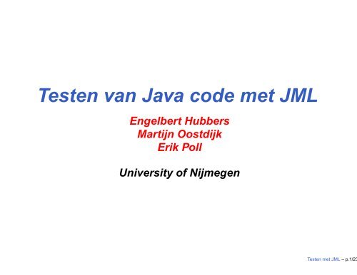 Testen van Java code met JML