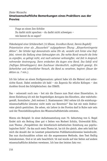 Dieter Warzecha, Unwissenschaftliche Bemerkungen eines ... - IGBK