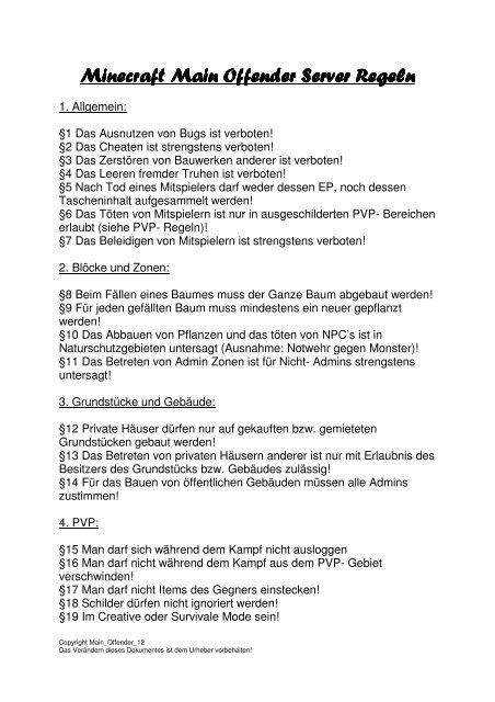 Server Regeln - Main Offender