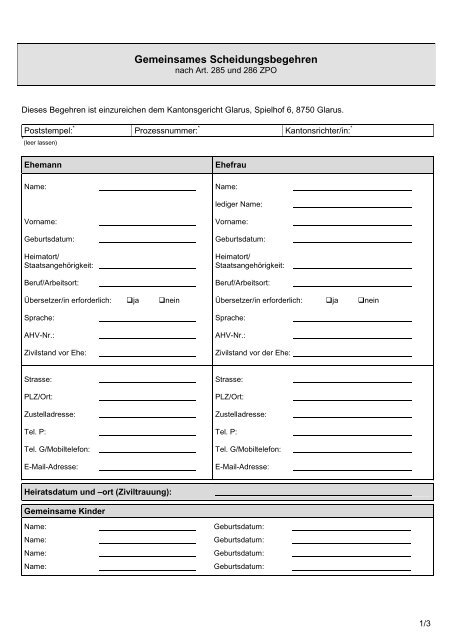 Gemeinsames Scheidungsbegehren