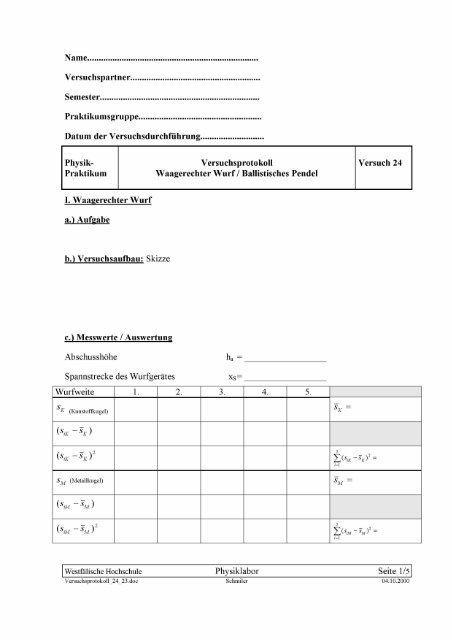 Versuchsprotokoll 24 - Maschinenbau - Westfälische Hochschule