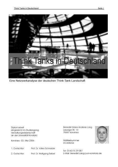 Think Tanks in Deutschland. Eine Netzwerkanalyse der deutschen