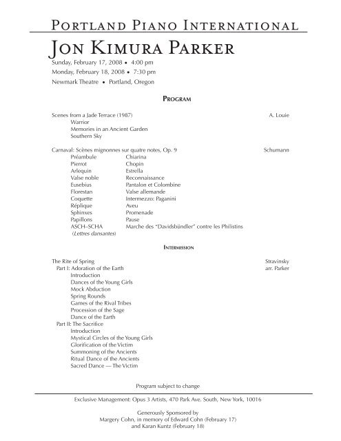 Link to program notes - Portland Piano International