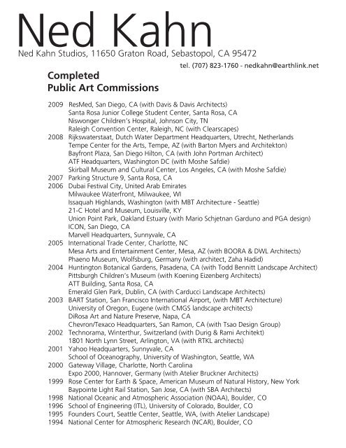 Completed Public Art Commissions - Ned Kahn: Ned Kahn Studios