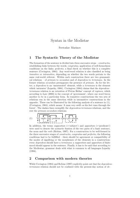 Syntax in the Modistae