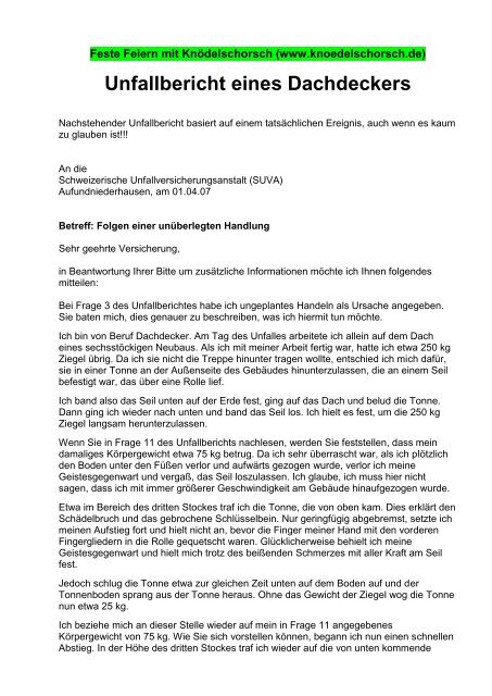 Unfallbericht Eines Dachdeckers