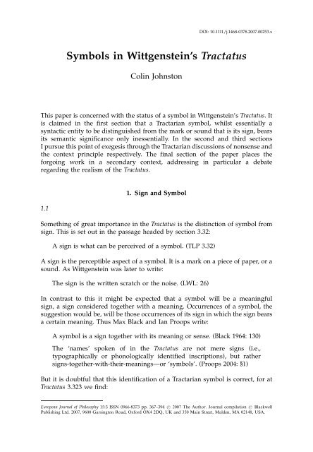 Symbols in Wittgenstein's Tractatus