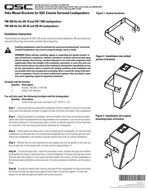 YM-300 and YM-360 User Manual - QSC Audio Products