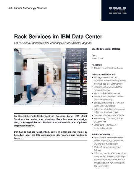 Rack Services im IBM Data Center
