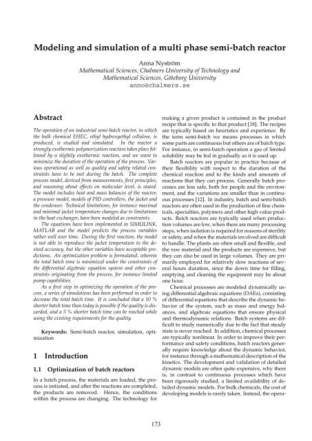 Modeling and simulation of a multi phase semi-batch reactor
