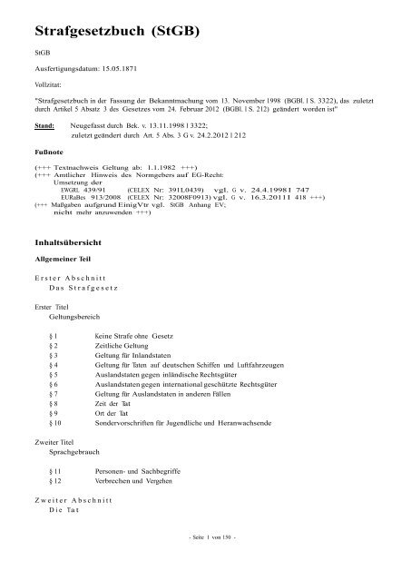 Strafgesetzbuch (StGB)