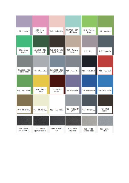 RAL 9010 — R01 RAL 9016 — R02 RAL 9001 — R13 _ Pure white ...