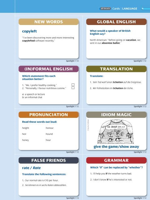 Language cards - Spotlight Online