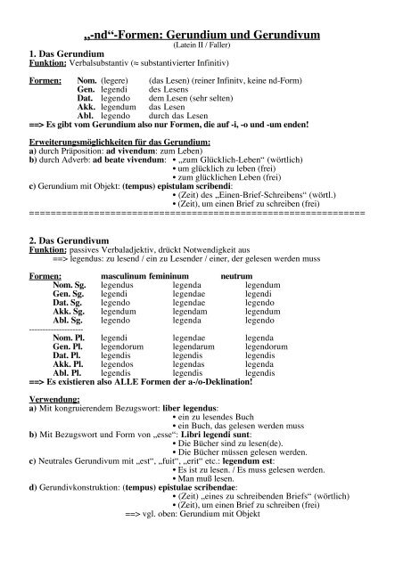nd“-Formen: Gerundium und Gerundivum