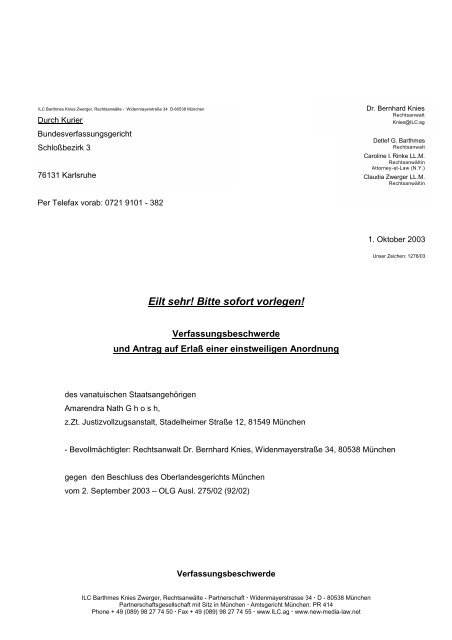 Eilt sehr! Bitte sofort vorlegen!