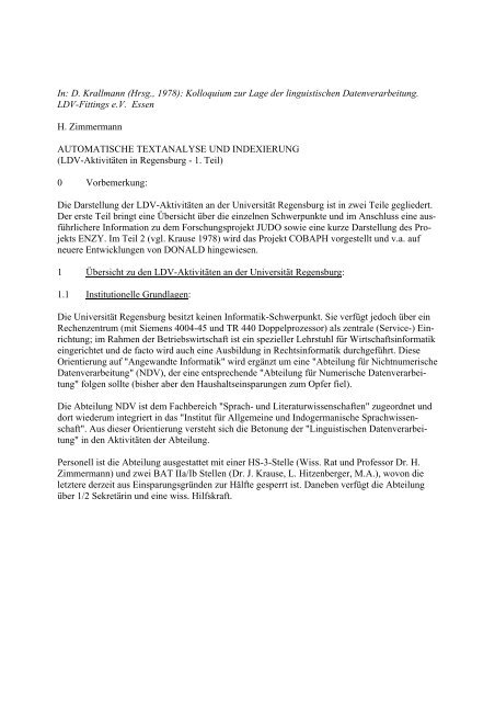 Automatische Textanalyse und Indexierung