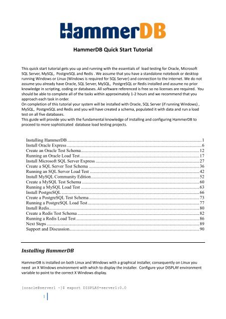 HammerDB Quick Start Tutorial - Hammerora - SourceForge