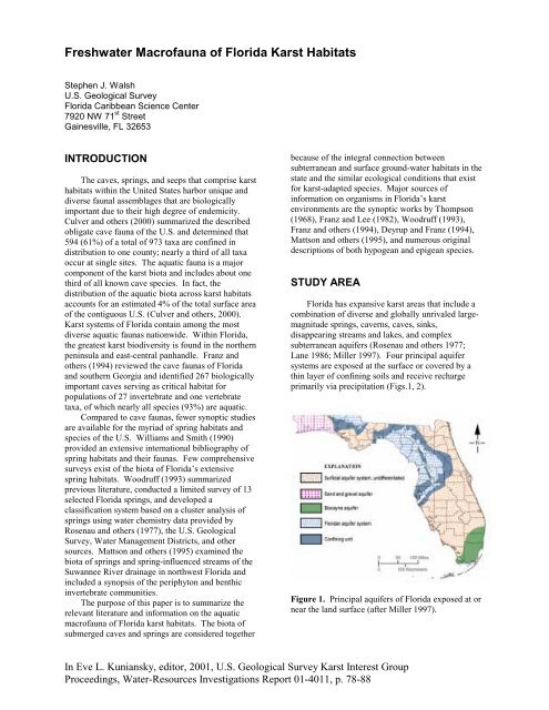 Freshwater Macrofauna of Florida Karst Habitats - Water Resources ...