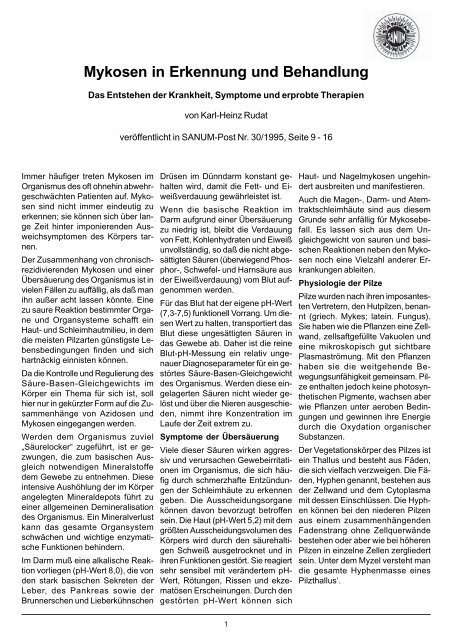 Mykosen in Erkennung und Behandlung