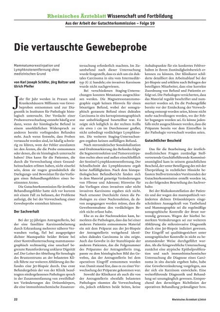 Die vertauschte Gewebeprobe - Ärztekammer Nordrhein