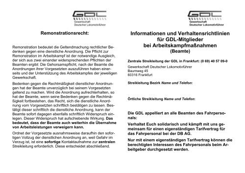 Verhaltensrichtlinien Beamte im Arbeitskampf