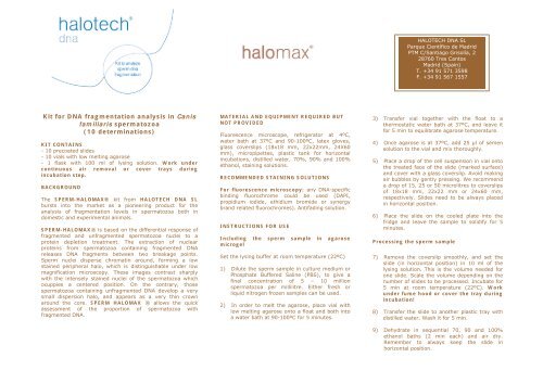 Kit for DNA fragmentation analysis in Canis familiaris spermatozoa ...