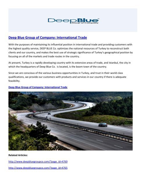 Deep Blue Group of Company: International Trade