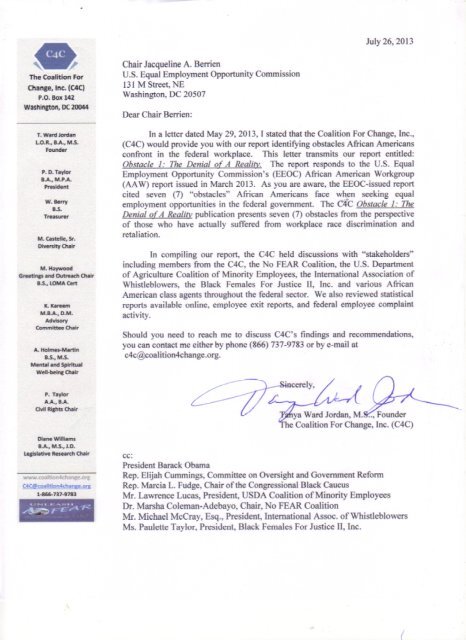 C4C Rebuttal Letter To EEOC Chair Jacqueline Berrien